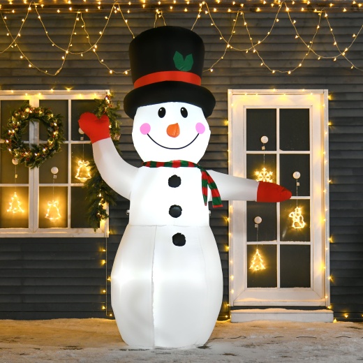 Homcom 8’ Christmas Inflatables Outdoor Decorations Snowman, Blow-Up ...