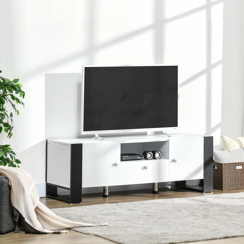 Homcom Modern Tv Cabinet, Tv Stand With Drawer, Storage Door Cabinets ...