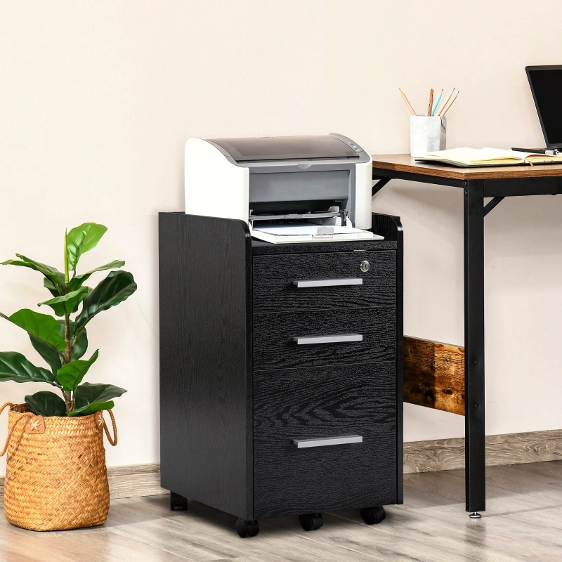 Homcom 3 Drawer File Cabinet With Lock And Edged Top, Lockable Filing ...