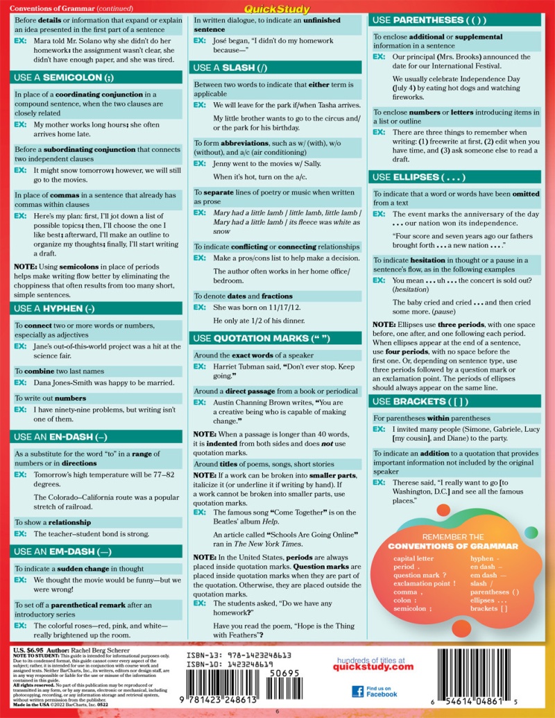 Quickstudy English Fundamentals 2 Sentence Construction Laminated quickstudy-english-fundamentals-2-sentence-construction-laminated