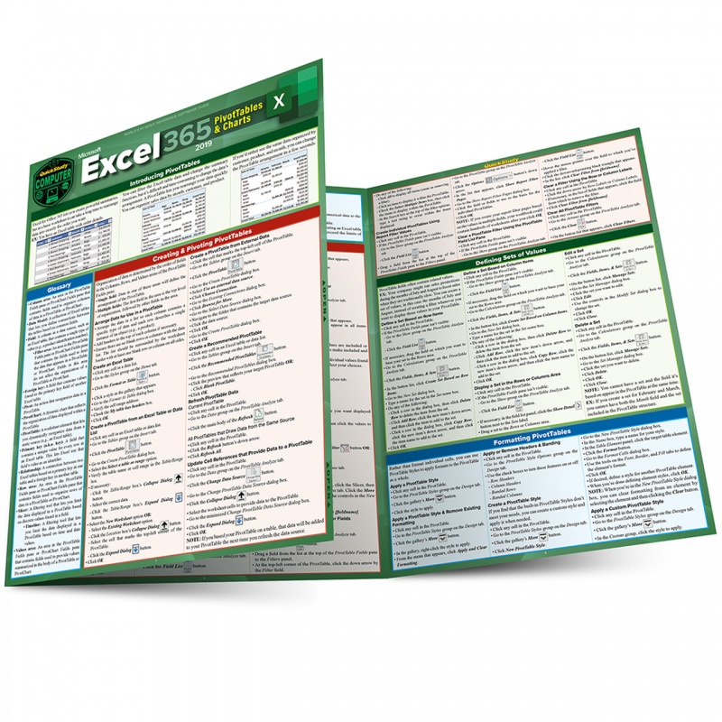 Quickstudy Excel 365 Pivot Tables Charts Laminated Reference Guide