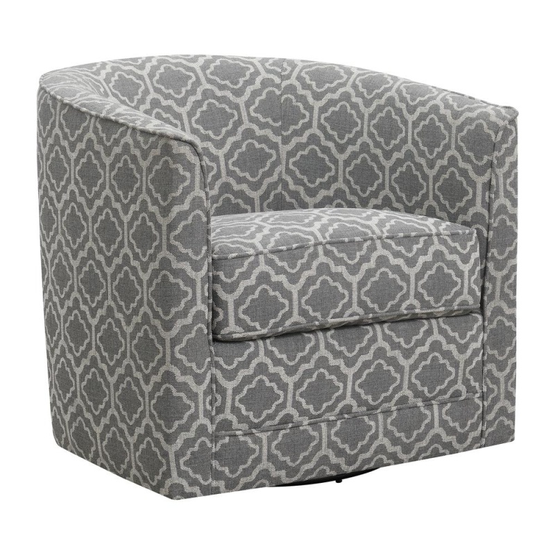 Swivel Accent Chair With Barrel Back And Welt Trim