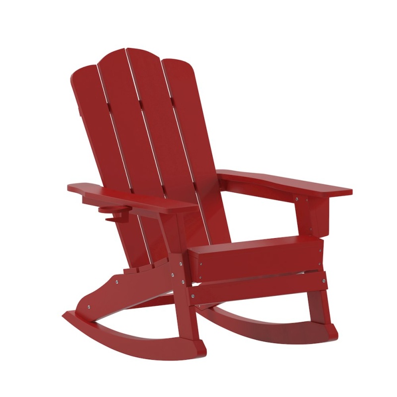 Contemporary Commercial Grade Adirondack Rocking Chair With Cupholder