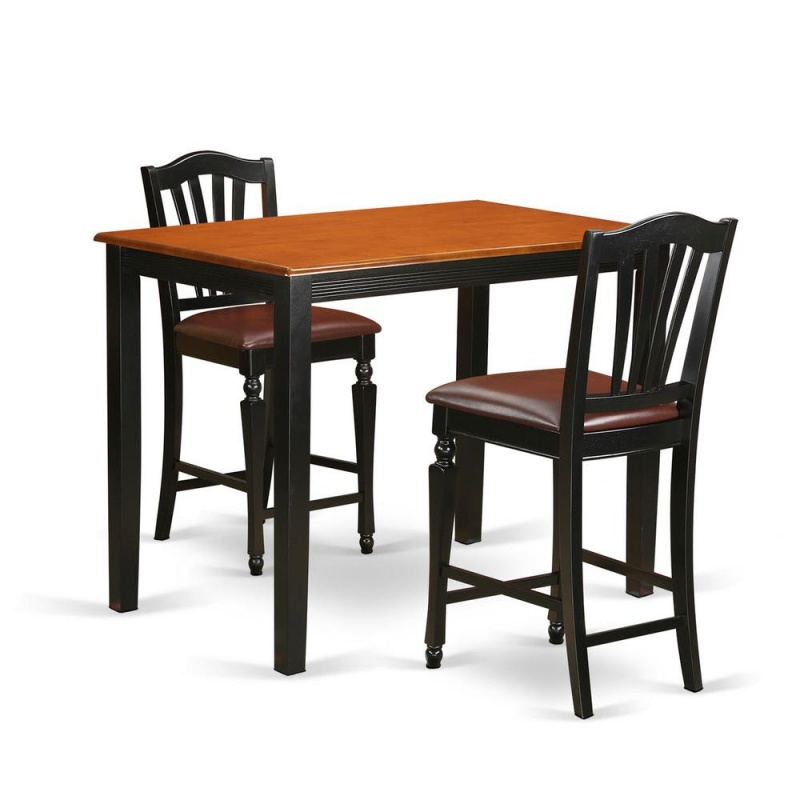 East West Furniture 3 PC Pub Table Set with 2 Counter Height Stools