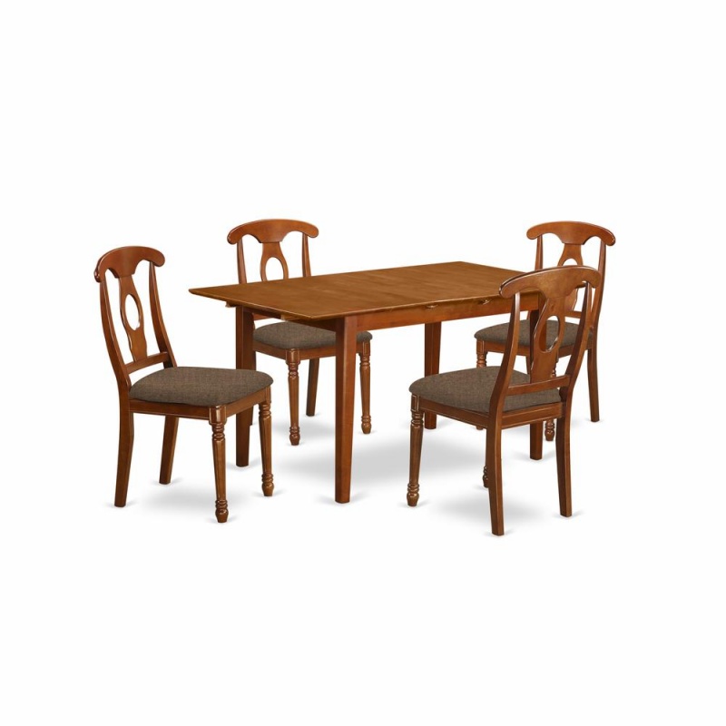 5 Pc Kitchen Table Set with Leaf and 4 Dining Chairs by East West Furniture