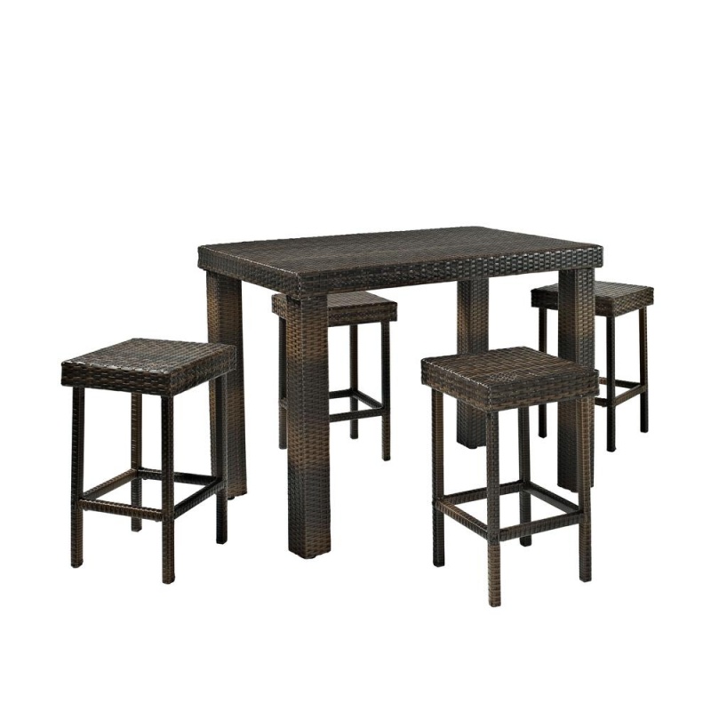 Crosley Furniture Palm Harbor 5-Piece Brown Wicker Counter Height ...