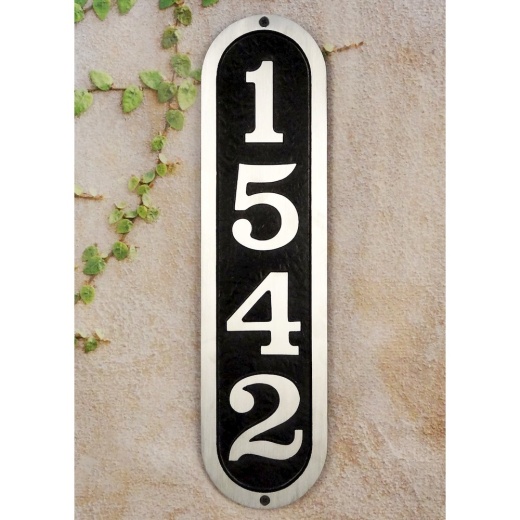 Ventena Cast Aluminum Address Plaque with Brushed Aluminum Numbers ...