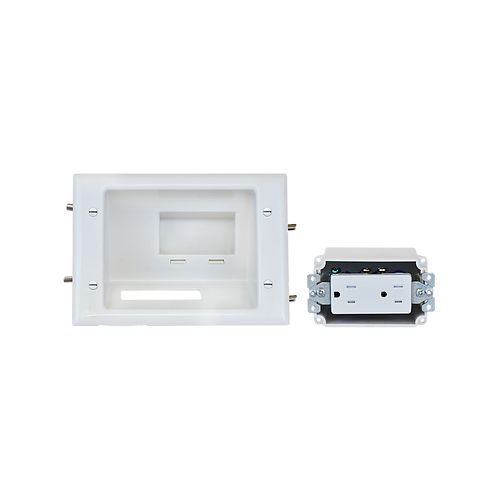 Recessed Low Voltage, Duplex Receptacle, White