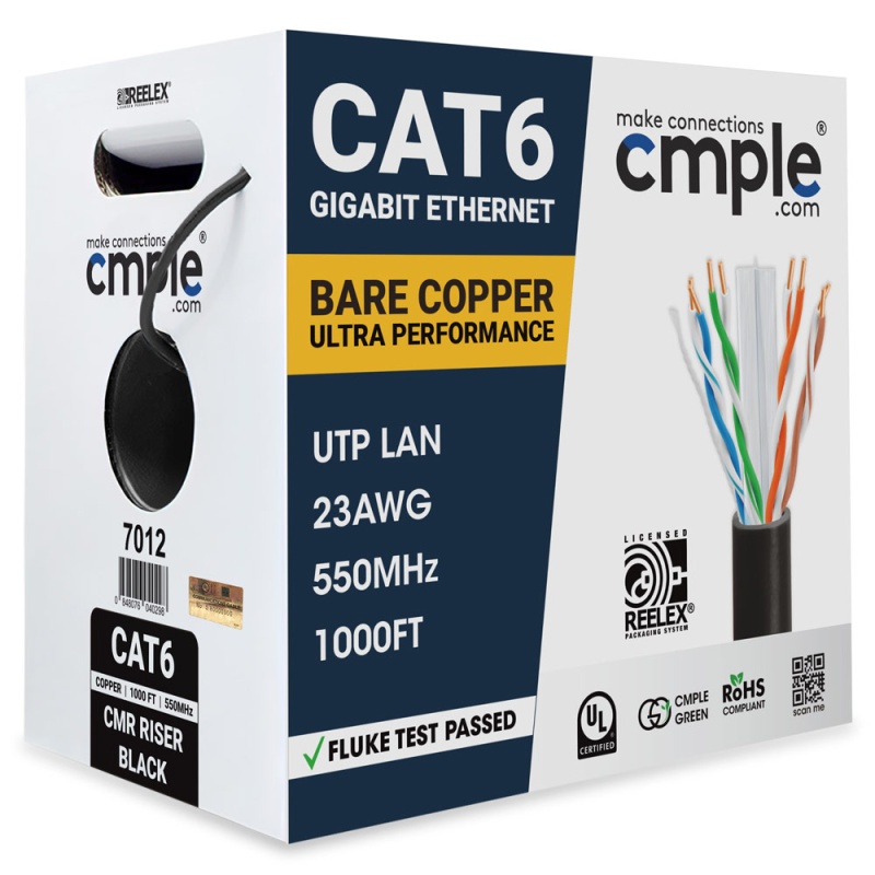 Buy Cmple Cat6 Riser Ethernet Cable 1000Ft Online - UL, CMR, 23AWG ...