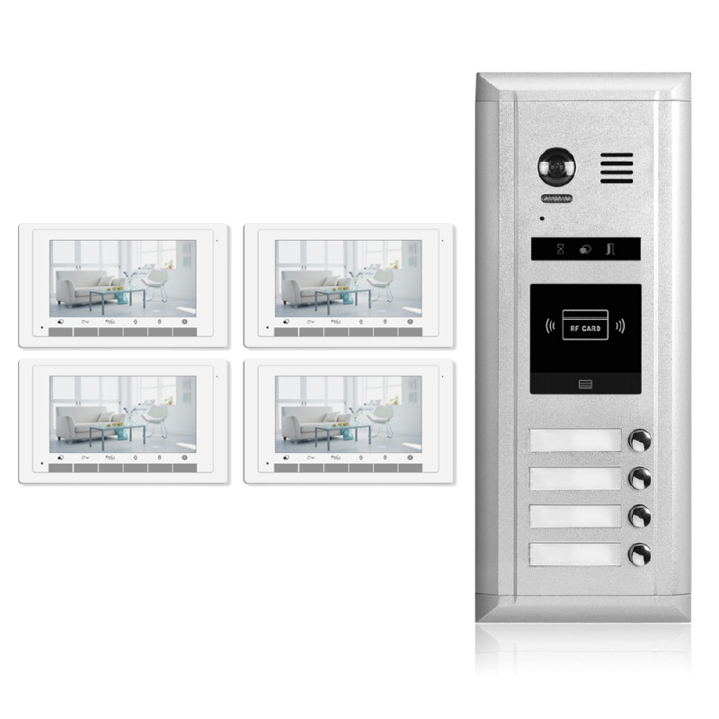 Buy Intercom System for Building Online - 4 Monitors 7" | 2 Wire 4 ...