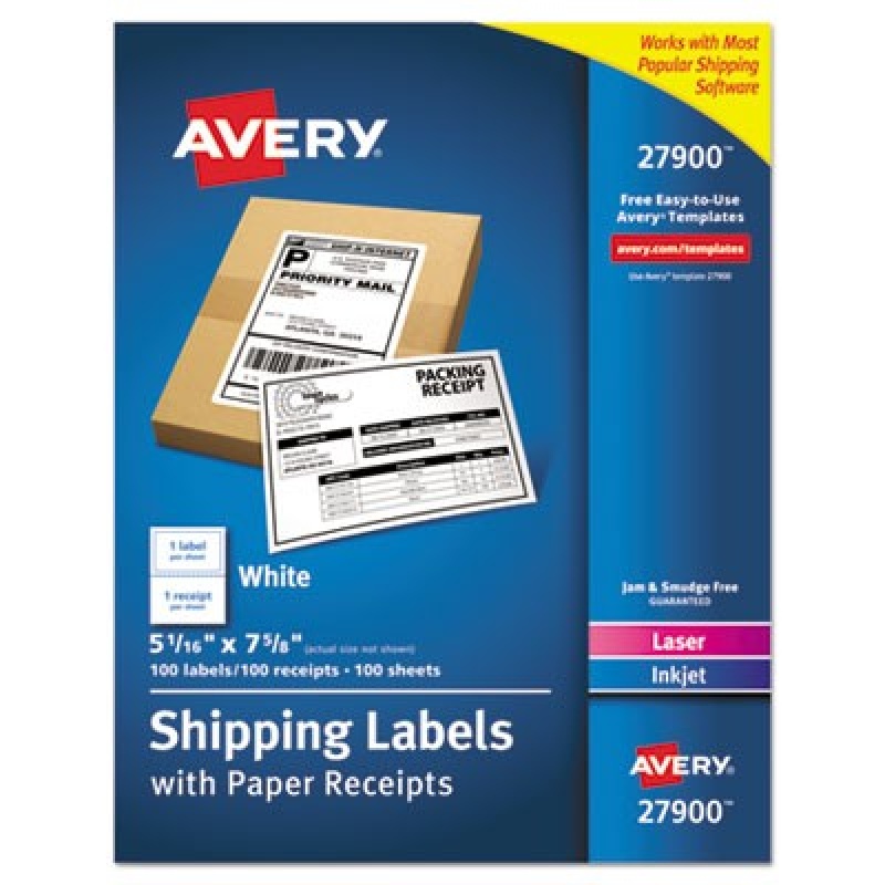 Avery® Bulk Shipping Labels with Paper Receipt - Permanent Adhesive