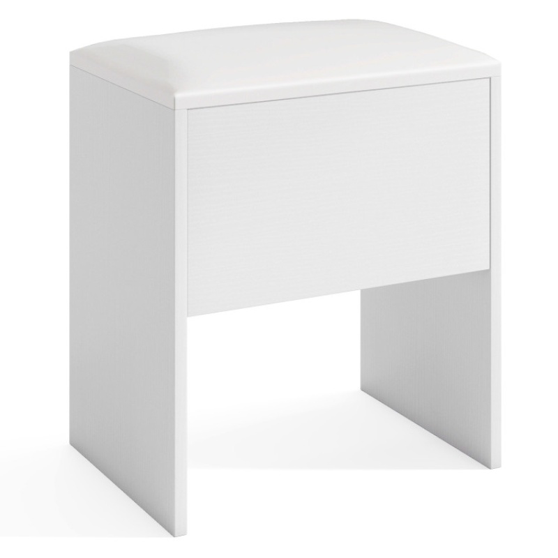 Vanity Stool Flip Top Storage Stool With Soft Padded Seat-White