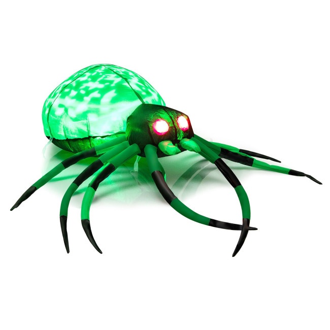 5 Feet Long Halloween Inflatable Creepy Spider With Cobweb And Leds