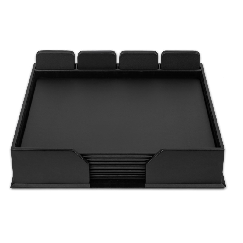 10 Seat Black Leatherette Conference Room Set with Square Coasters