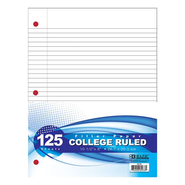 College Ruled Filler Paper 125 Sheets