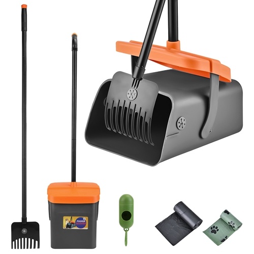 Imountek Pooper Scooper Kit Dog Poop Rake & Swiveling Bin Poop Heavy ...