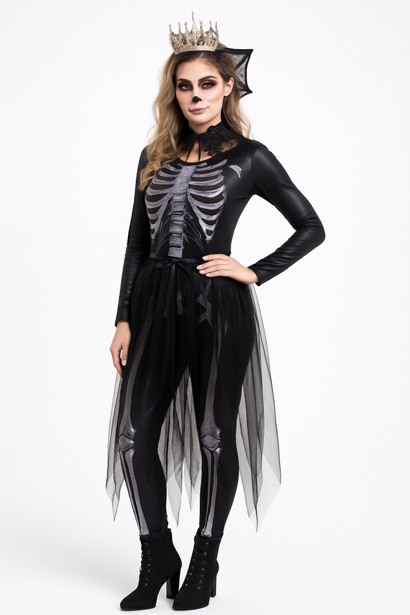 Gothic Skeleton Queen Halloween Costume For Women