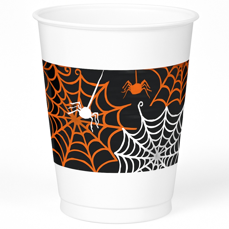 Spooky Spider Halloween Plastic Cups - 18Oz, 25Ct