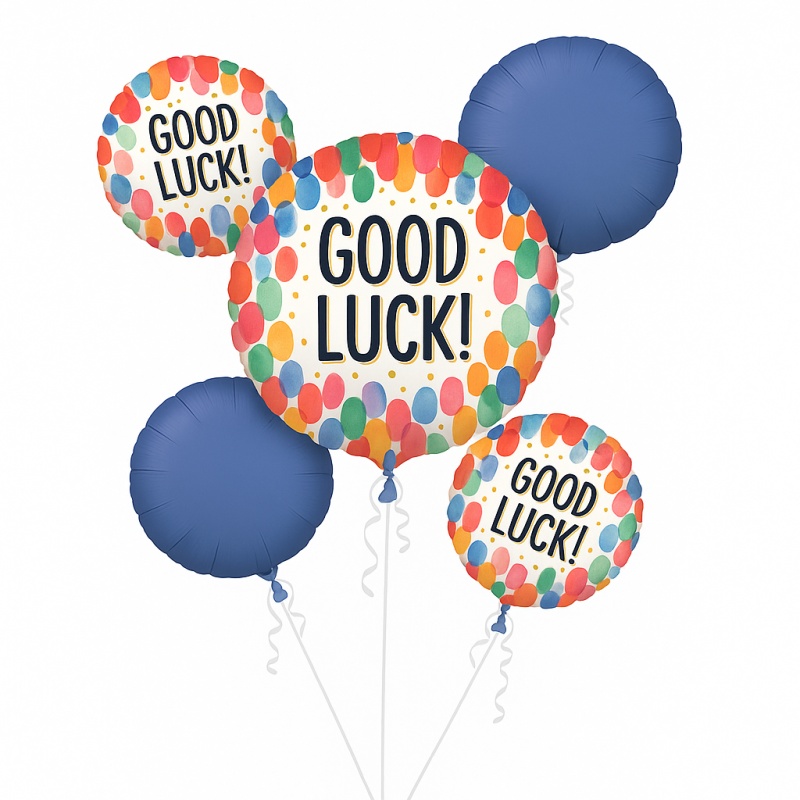 Satin Pastel Polka Dots Good Luck Balloon Bouquet - 5 Piece