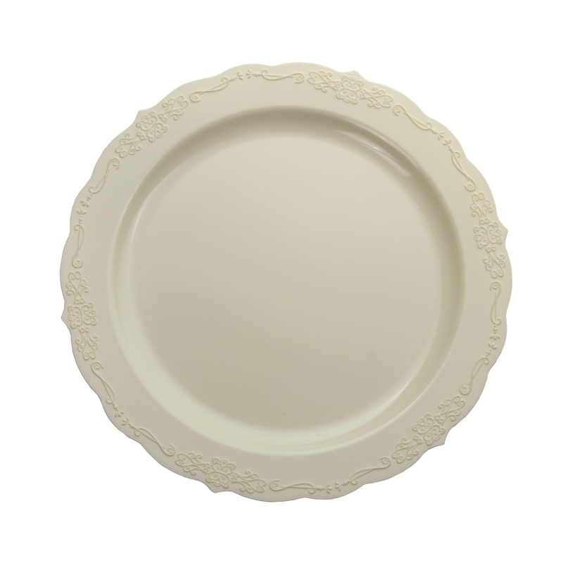 Buy 10 In. Ivory Victorian Design Plates | 20 Count Online