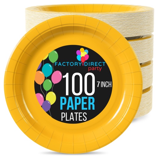 Buy 7 In. Yellow Paper Plates | 100 Count Online - Factory Direct Party