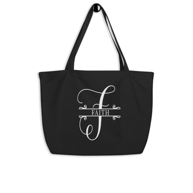 Faith Monogram Word Art Print Canvas Tote Bag - Buy Online