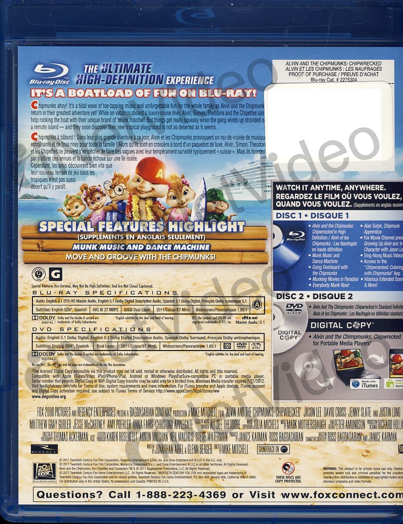 Alvin And The Chipmunks 3: Chipwrecked (Blu-Ray+Dvd)(Bilingual)(Blu-Ray)