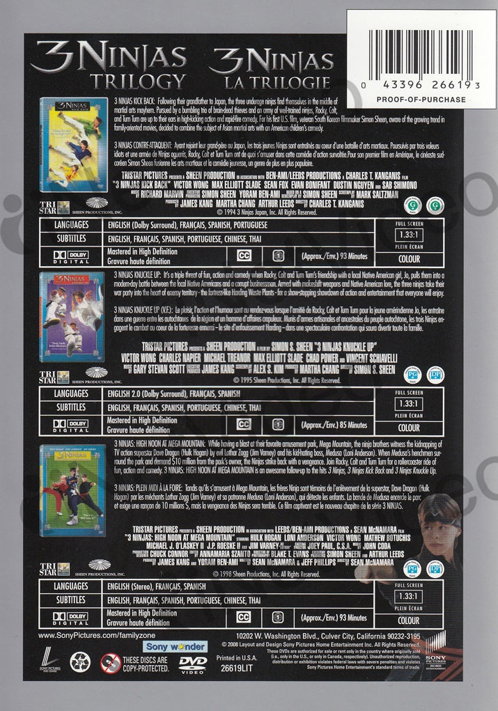 3 Ninjas Trilogy (3 Ninja Kick Back/3 Ninja Knuckle Up/3 Ninja High ...