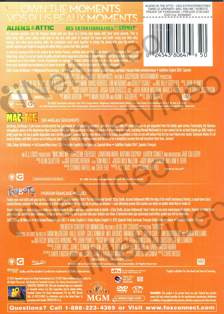 Aliens In The Attic/Mac And Me/Robots (Triple Feature)(Bilingual)
