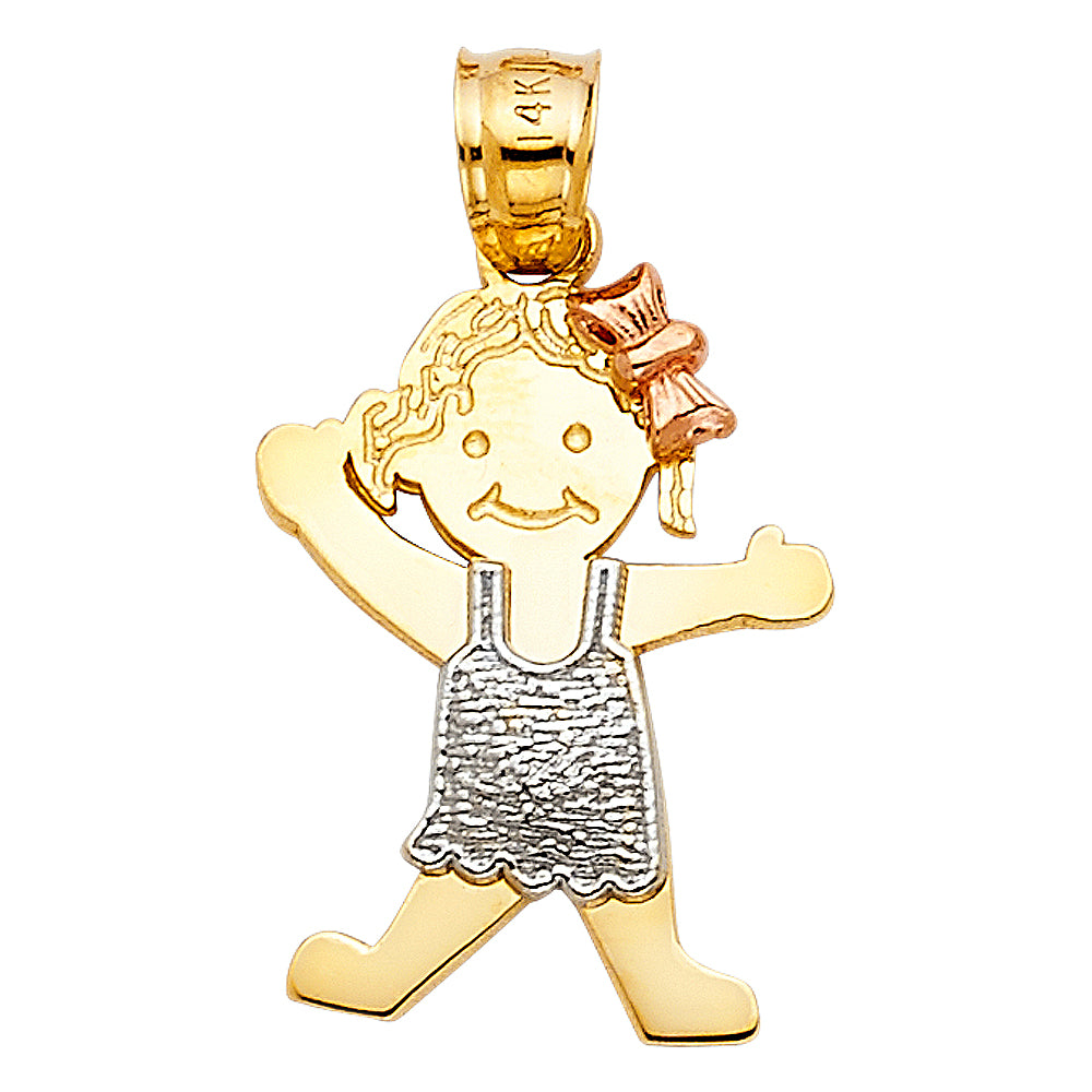 14K Gold Girl Charm Pendant