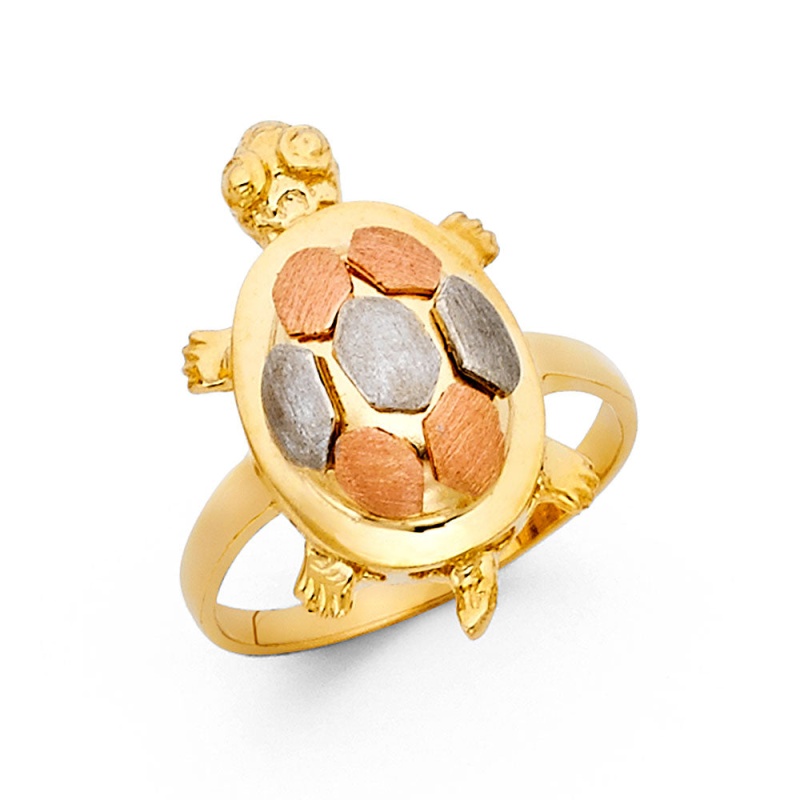 14K Solid Gold Fancy Lucky Turtle Ring