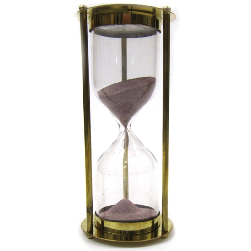 Brass 5-Minute Hourglass with Purple Sand - Contemporary Decorative Timer