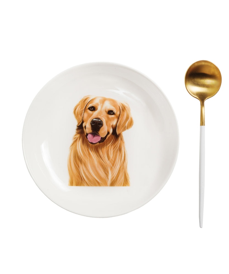 Buy Pet Portrait Porcelain Middle Print 8" Plate Set - Golden Retriever ...