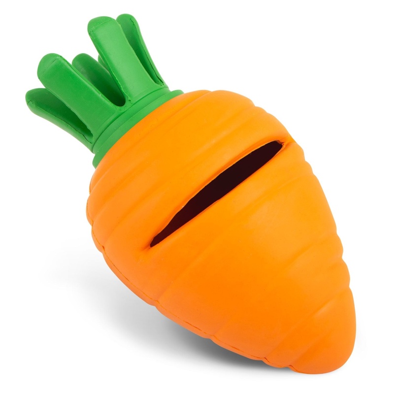 Jeffers Carrot Natural Rubber Treat Dispensing Dental Dog Chew Toy With ...