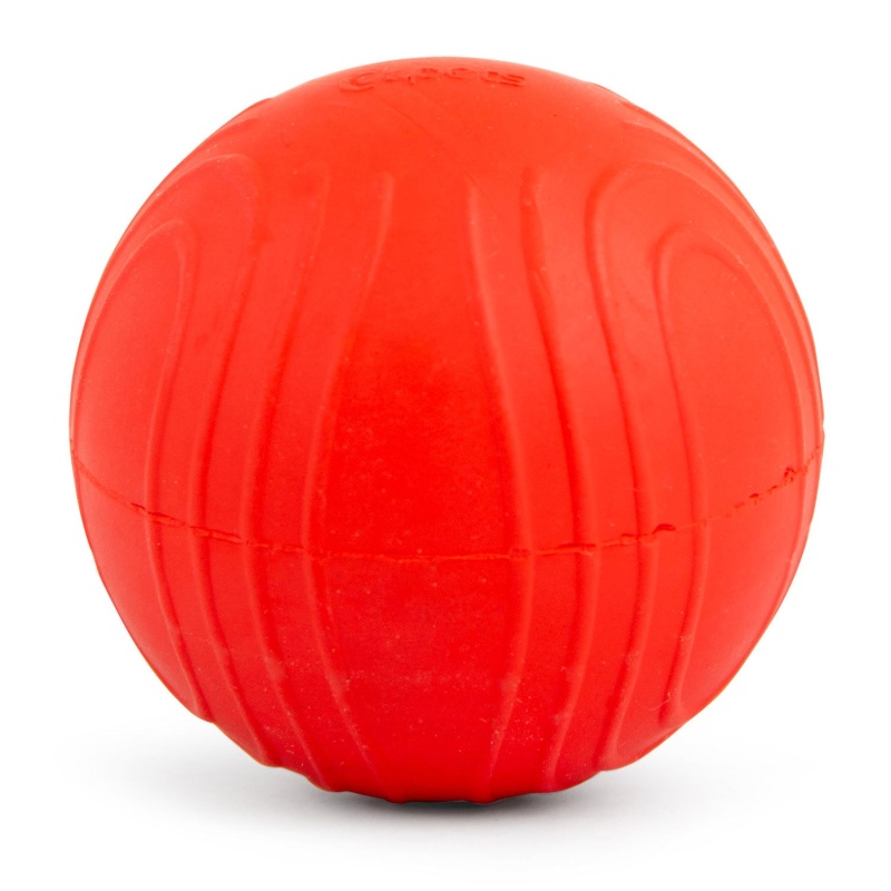 Jeffers Red Bouncing Ball With Waves Natural Rubber Dental Dog Chew Toy ...