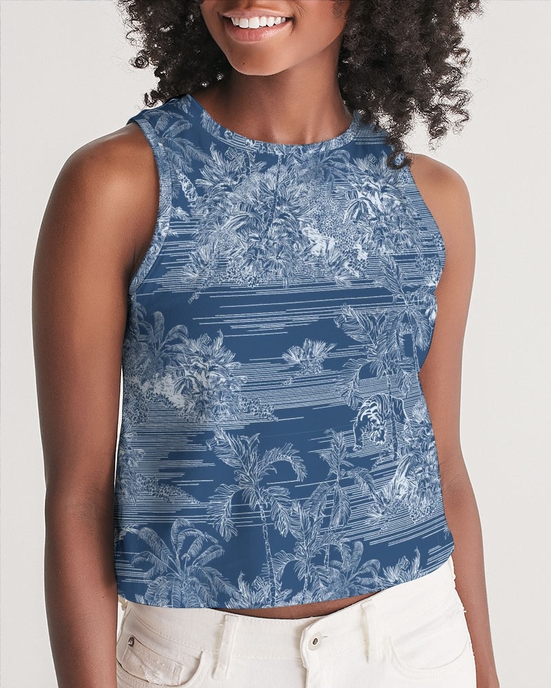 Buy Women's Cropped Tank Blue Tiger Scene Online | Soft and Comfortable Top