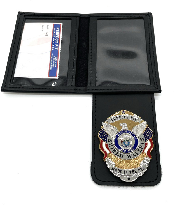 Dress Leather Double Id Case W/ Badge Flap - 2.75''X4.25''