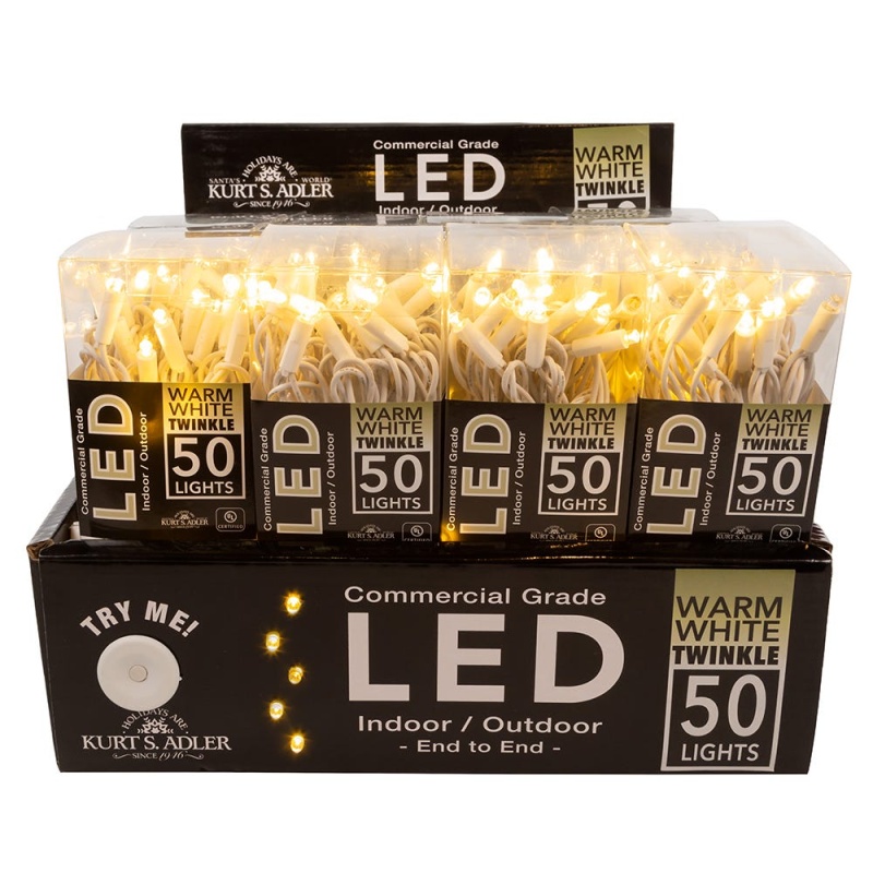 Buy 25.5' UL 50-Light 5MM Warm White Soft Twinkle LED White Wire Light ...