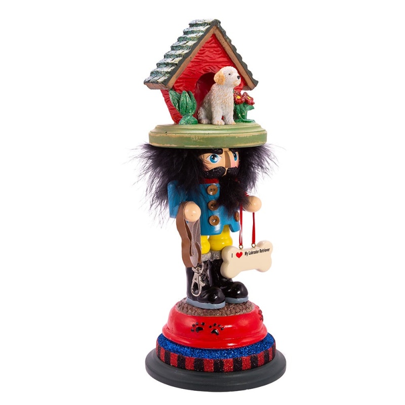 14" Hollywood Nutcrackers™ Labradoodle Dog House Hat Nutcracker