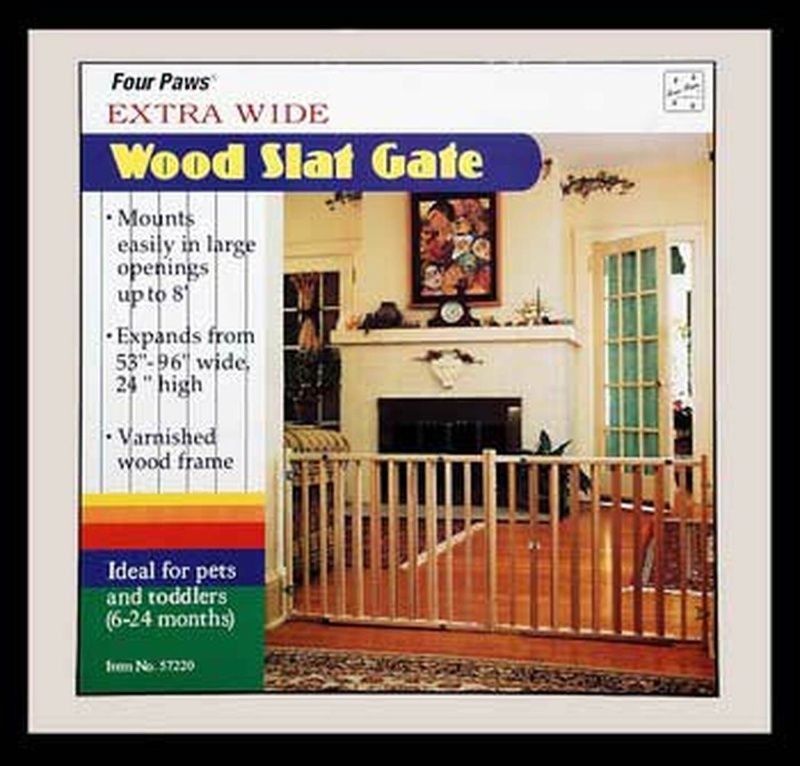 Buy Four Paws Extra Wide Expandable Vertical Wood Slat Dog Gate Brown ...