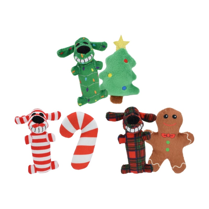 Multipet Loofa Dog Holiday For Cat 2Pks 4" (Sold Separately)