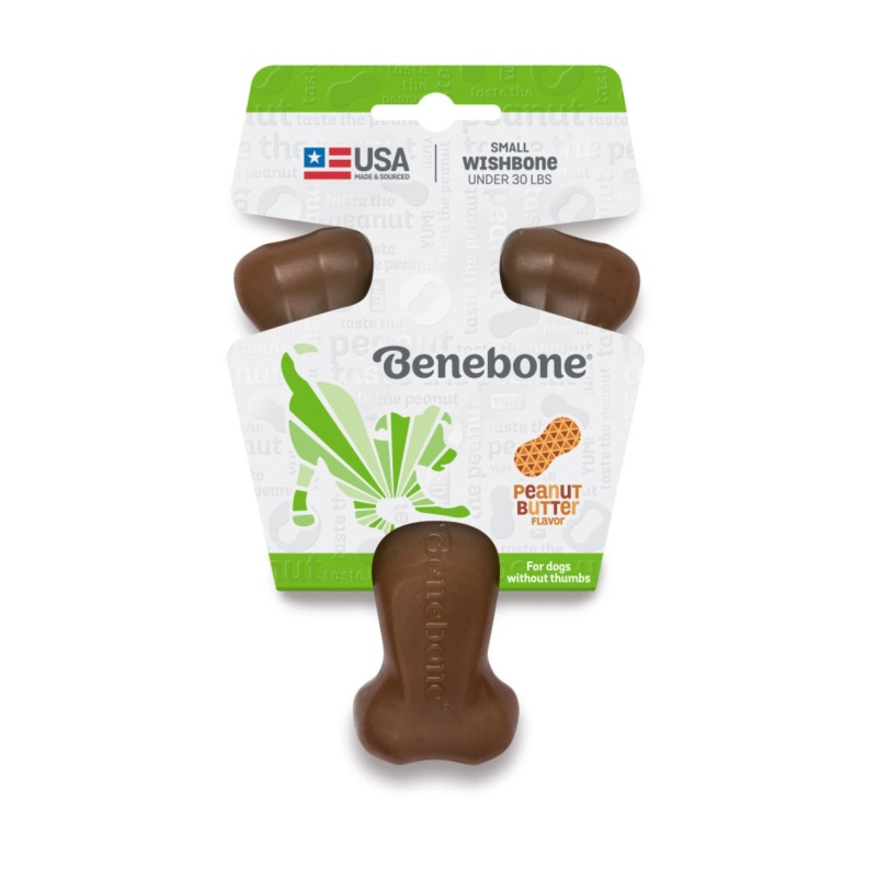 !Benebone Wishbone Durable Dog Chew Toy Peanut Butter, 1Ea/Sm