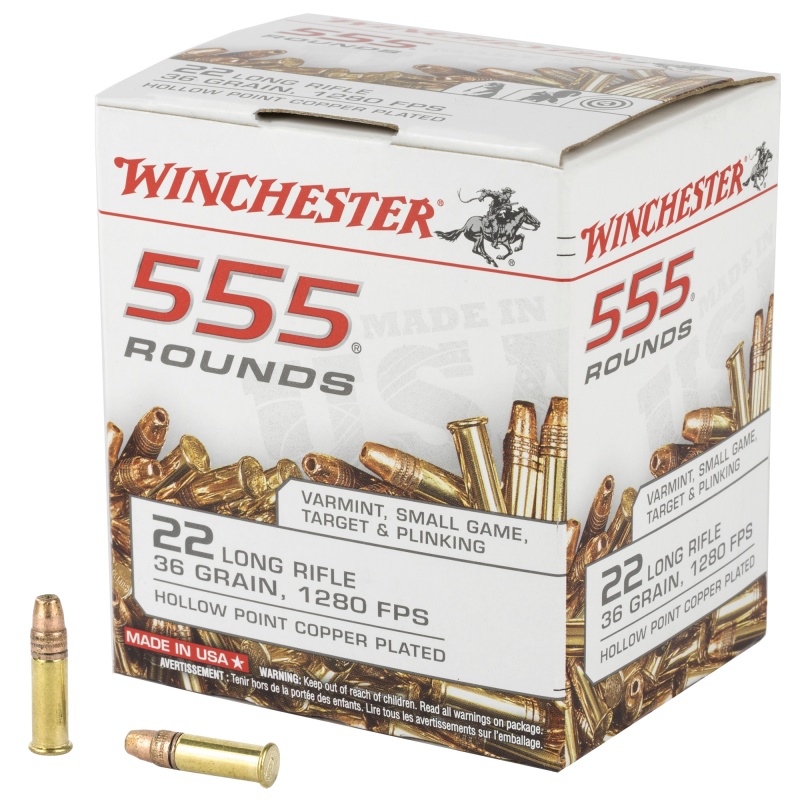 Winchester Ammunition, Rimfire, 22Lr, 36 Grain, Hollow Point, 555 Round ...