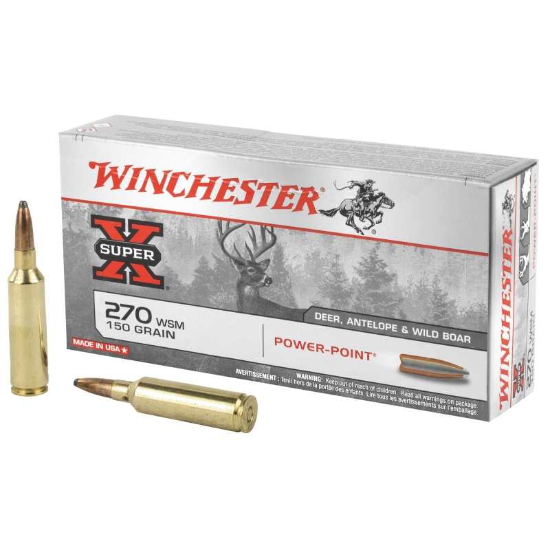 Winchester Ammunition, Super-X, 270 Wsm, 150 Grain, Power Point, 20 ...