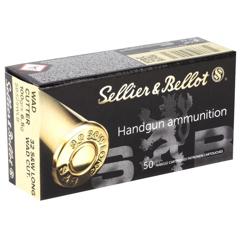 Sellier & Bellot, Pistol, 32 S&W Long, 100 Grain, Wadcutter, 50 Round Box