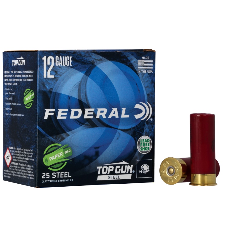 Federal, Top Gun, Paper Wad, 12 Gauge 2.75", #7.5, 1 1/8 Oz, Lead, 25 ...