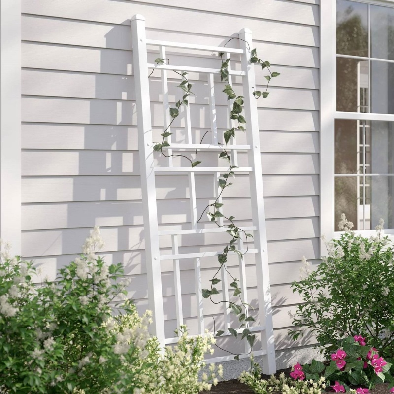 75-Inch White Vinyl Outdoor Garden Trellis - Made In Usa