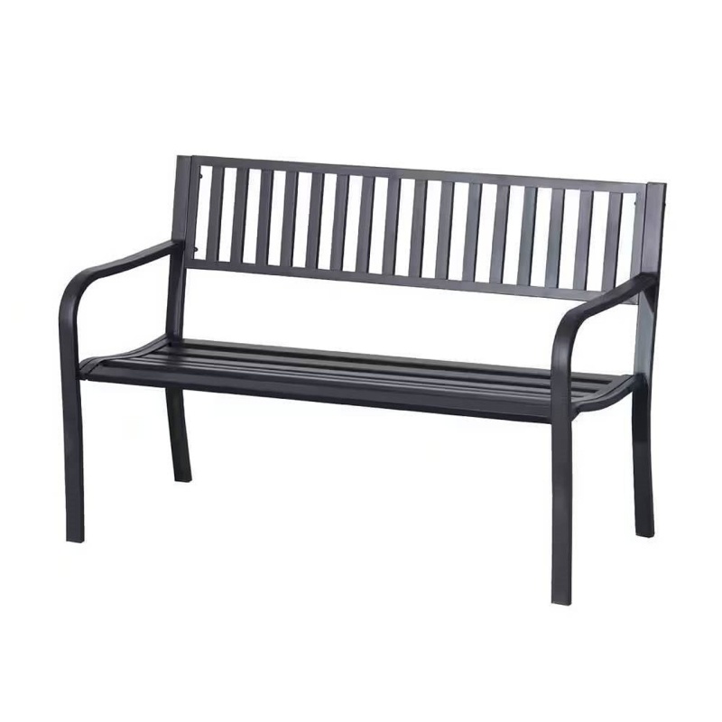 Outdoor Black Metal Garden Bench With 550 Lb Max Weight Capacity