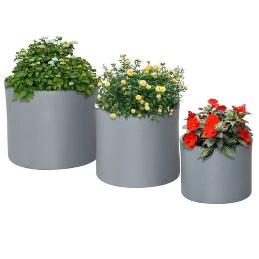 Buy Set of 3 Stackable Round Outdoor Flower Pot Planters with Drainage ...