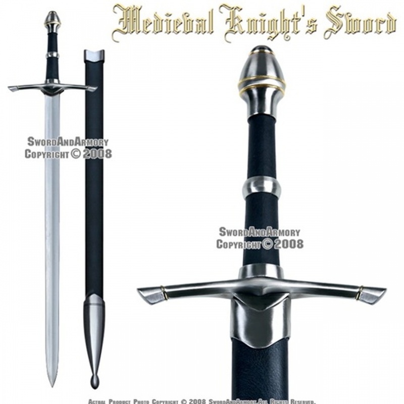 36" Medieval Knight's Arming Sword Chivalry Golden Ring Larp ...